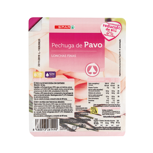 PECHUGA DE PAVO BAJA EN SAL SPAR 150 GRS. - SPAR